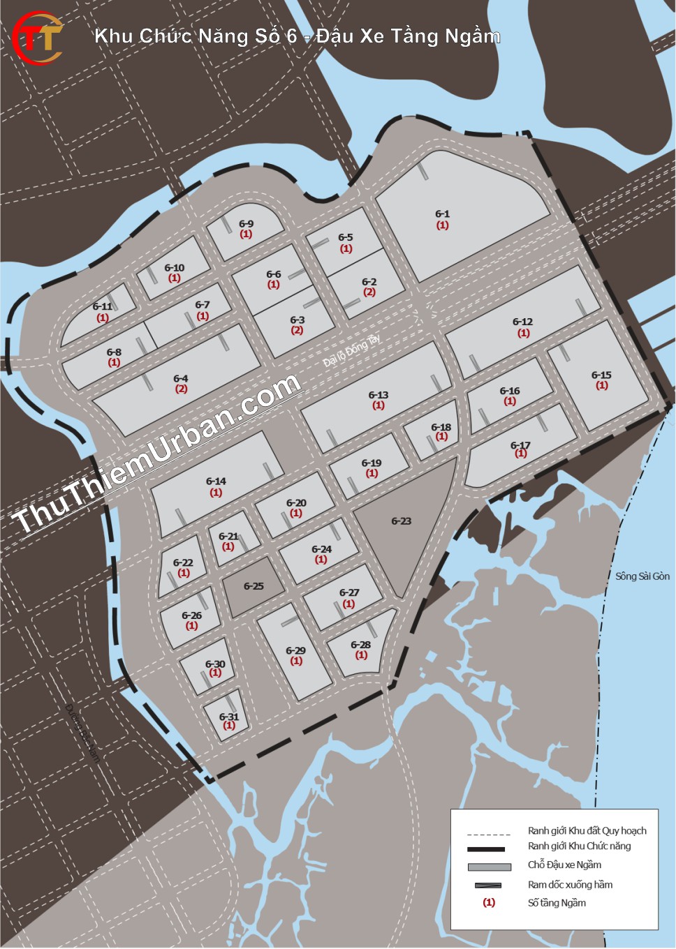 ️ Quy Hoạch Khu Chức Năng Số 6 Thủ Thiêm - Mật Độ Trung Bình
